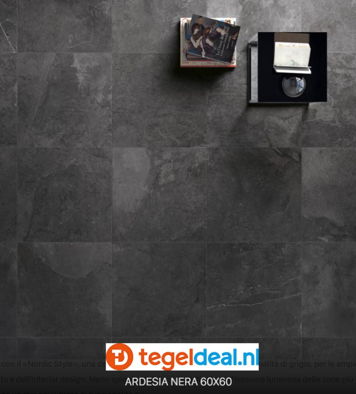 Keramische natuursteenlook vloertegels Supergres Stonework Ardesia Nera, 60 x 120 cm. Supergres ...